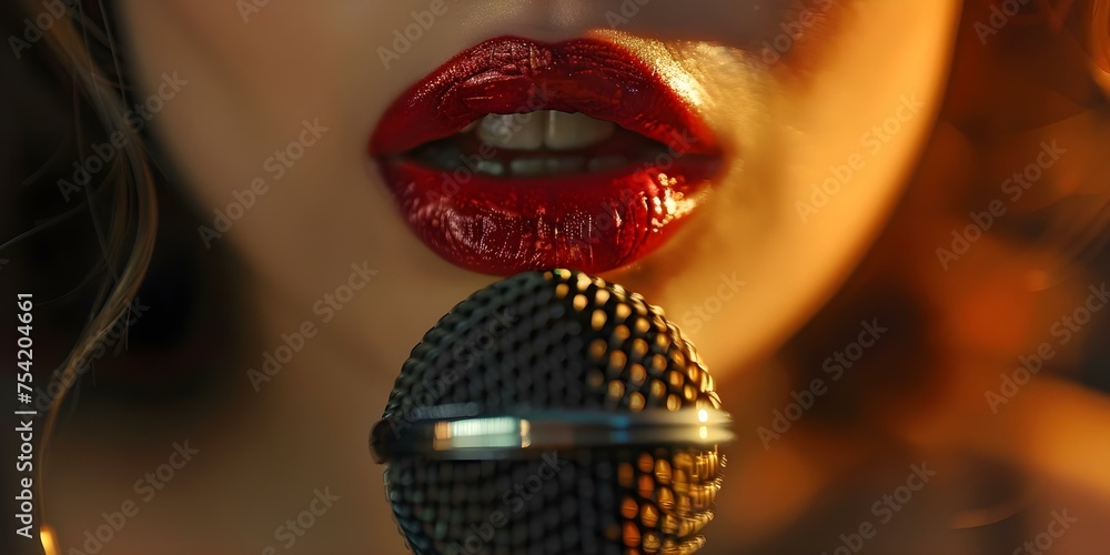 Capturing the Detailed Image of a Woman's Lips Speaking into a ...