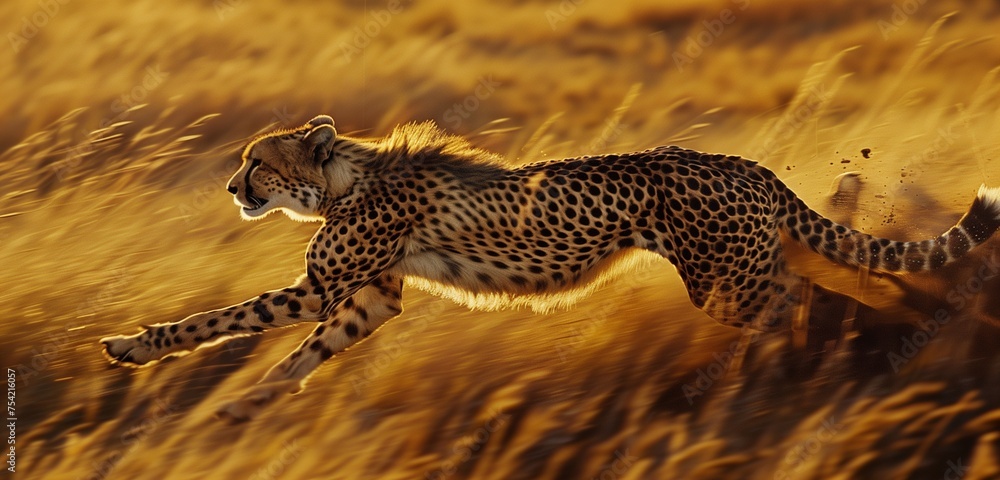 The sheer power and elegance of a cheetah in mid-stride, racing through ...