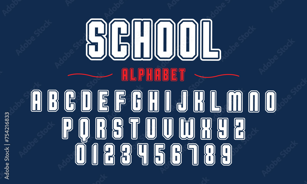 Editable typeface vector. School sport font in american style for ...