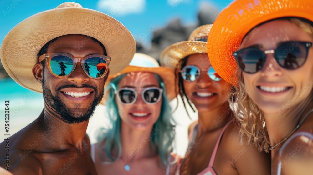 people of different ages and backgrounds apply sunscreen, wear wide ...