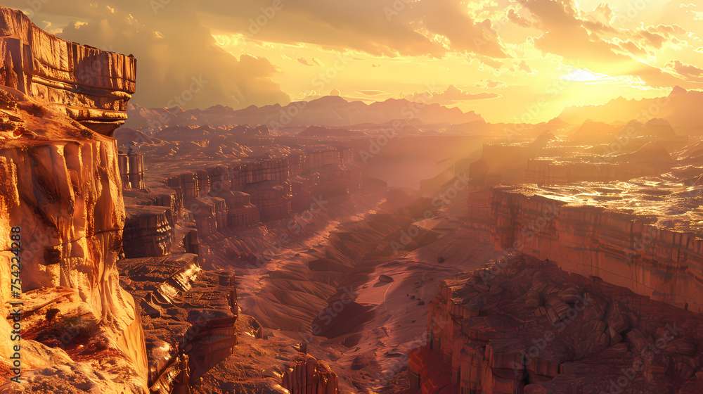 Generative AI, Beyond Horizons: The Alien Canyon of Dual Sunsets and ...