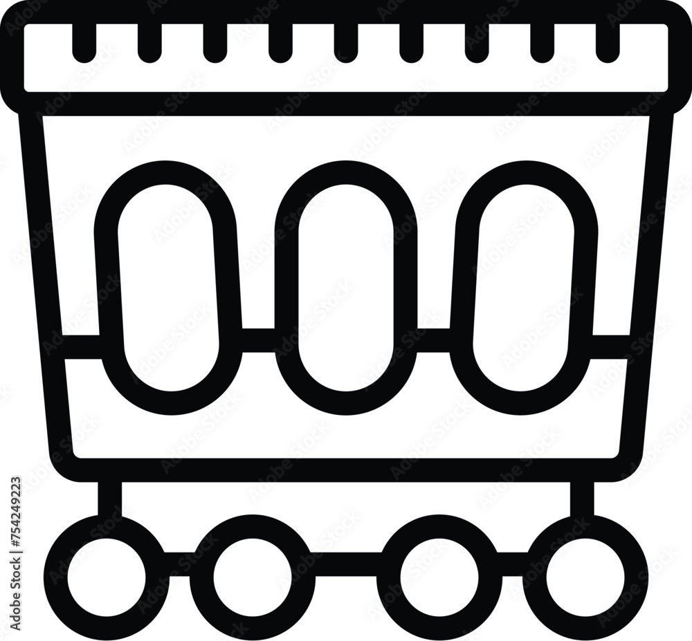 Freight train transport icon outline vector. Locomotion flatcar wagon ...