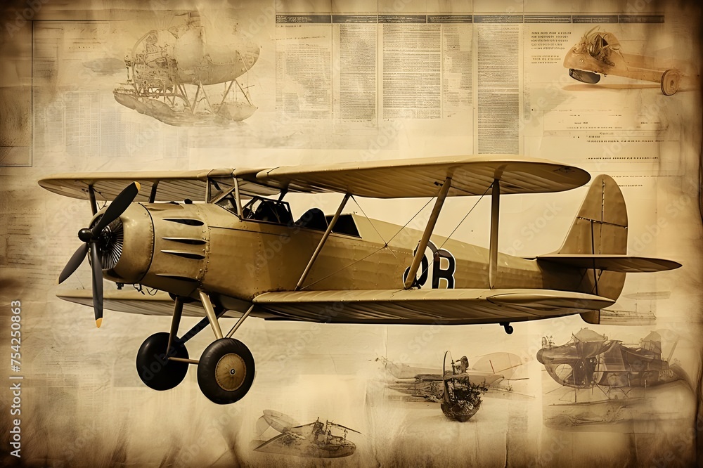 Vintage Aviation Collection: A montage of vintage airplanes, propellers ...