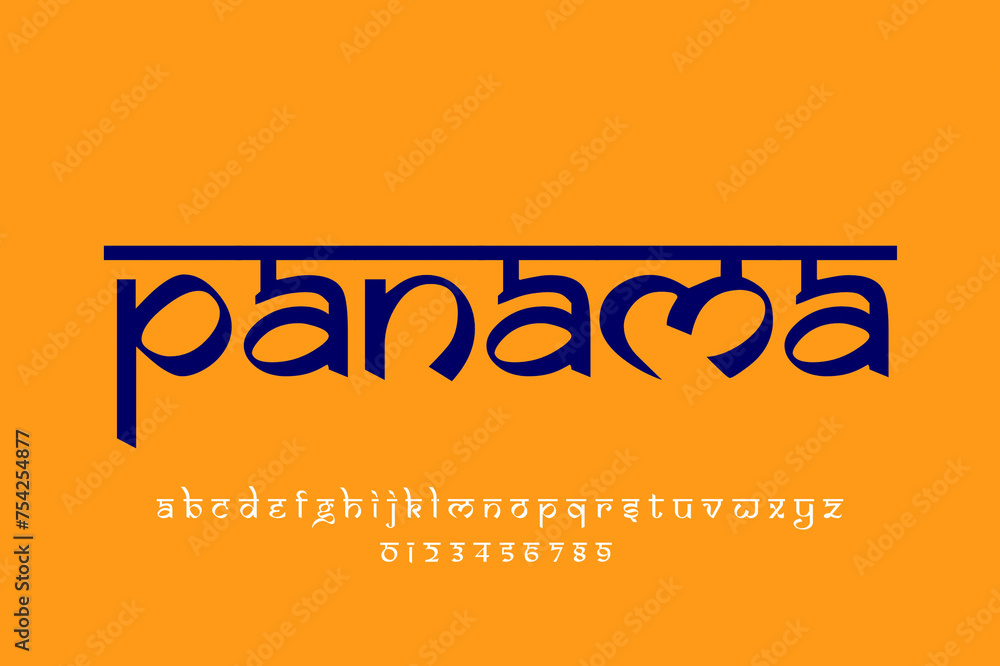 North American Country Panama name text design. Indian style Latin font ...
