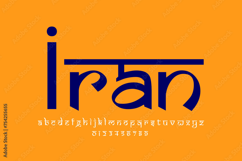 country Iran text design. Indian style Latin font design, Devanagari ...