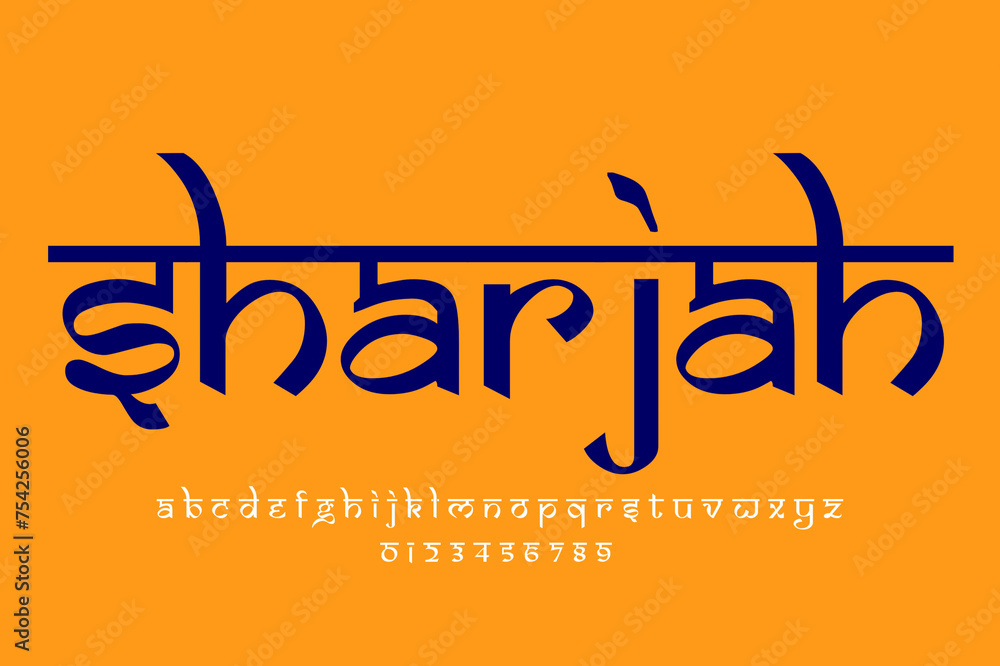 Sharjah text design. Indian style Latin font design, Devanagari ...
