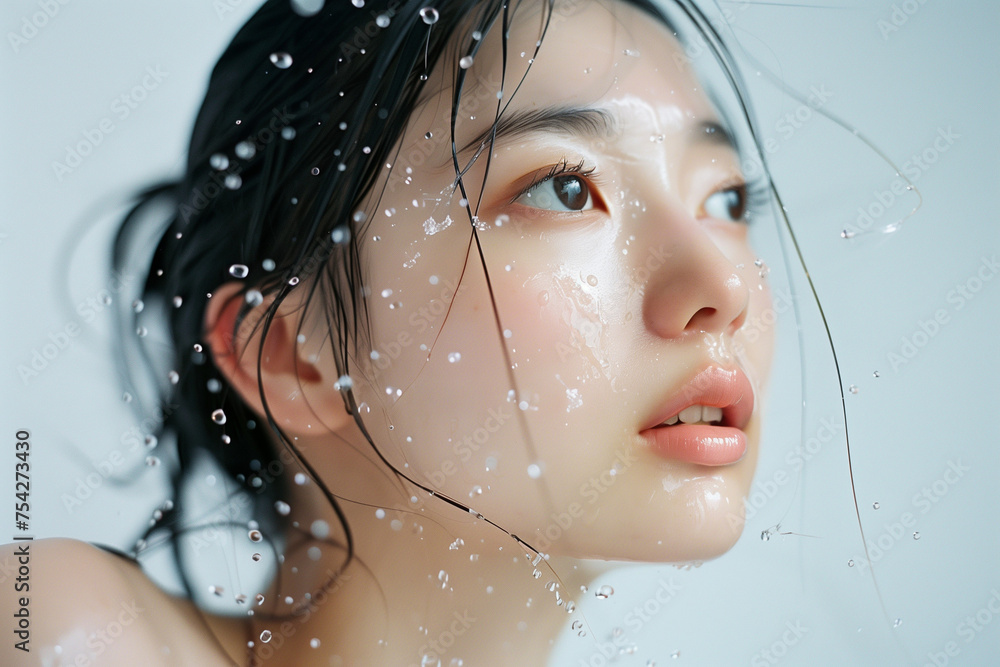 女性と水滴、水しぶき、美容イメージ Stock Photo | Adobe Stock