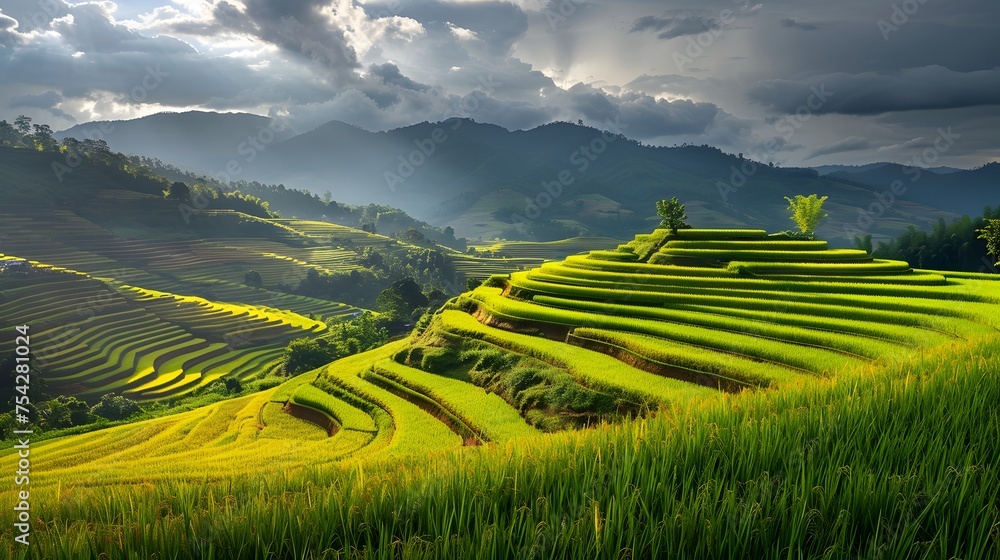 Foto de Thailand. Rice terraces agricultural sceneries. Rice fields ...