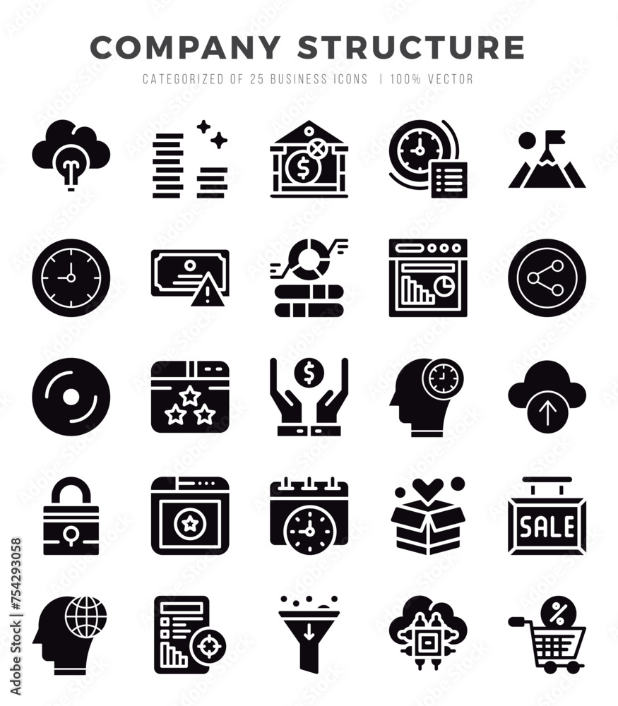 Set of Company Structure Icons. Simple line art style icons pack. Stock ...