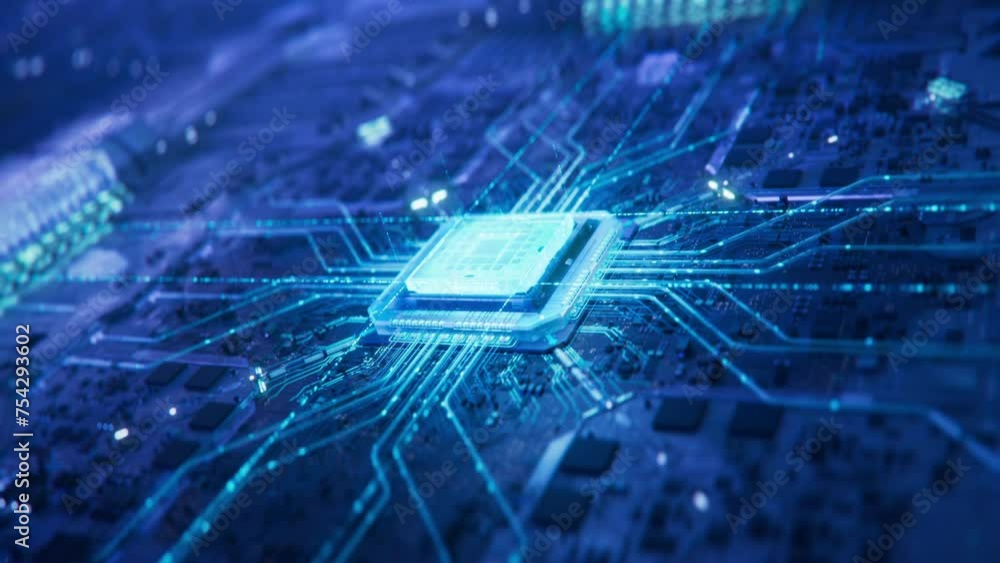 Dynamic Close-up of Futuristic Translucent Processor Connecting with ...