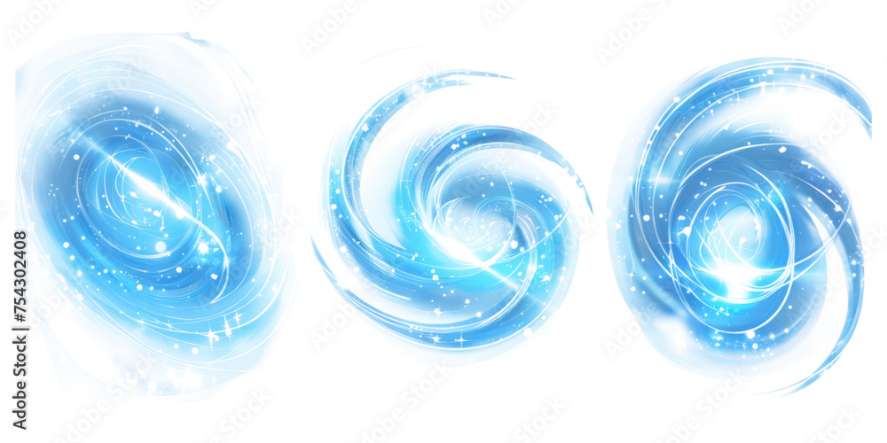 magical energy effects, blue light wizard spell, on a white background ...