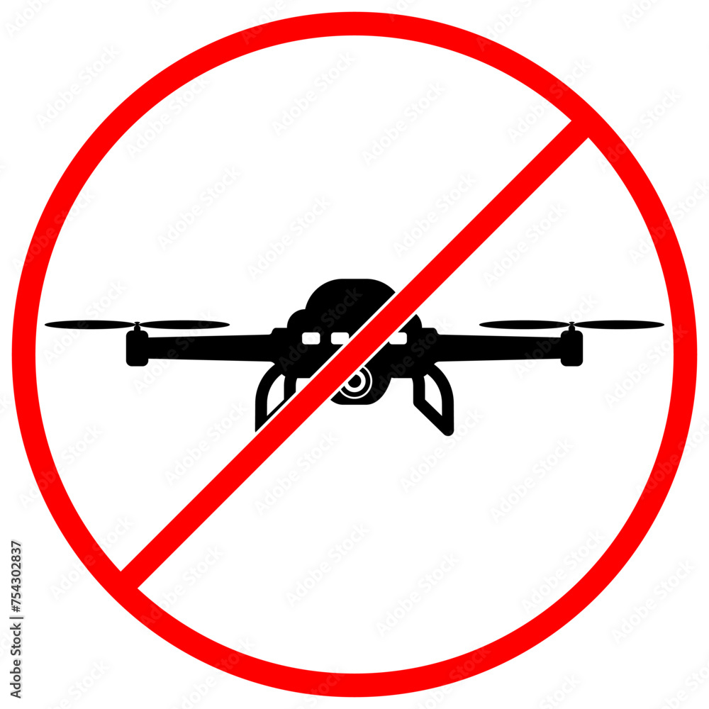 No drone zone symbol. No drones icon. Flights with drone prohibited in ...