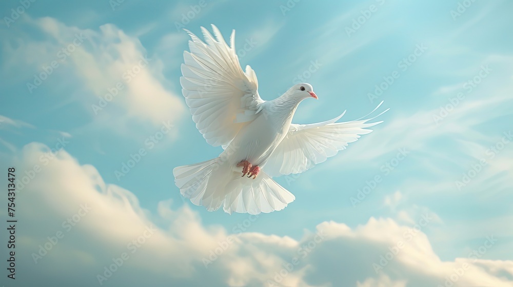 sky funeral background with white dove copy space for text Stock Photo ...