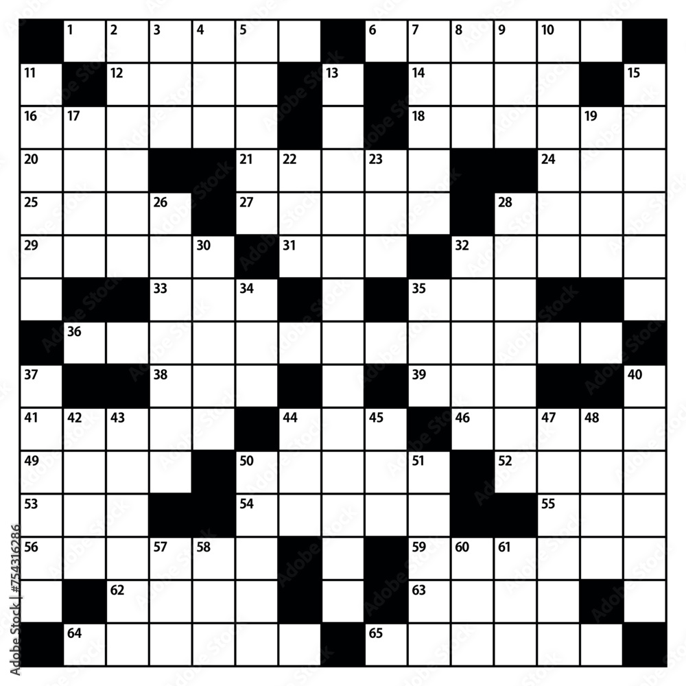 Square crossword puzzle vector graphic. American-style crossword puzzle ...