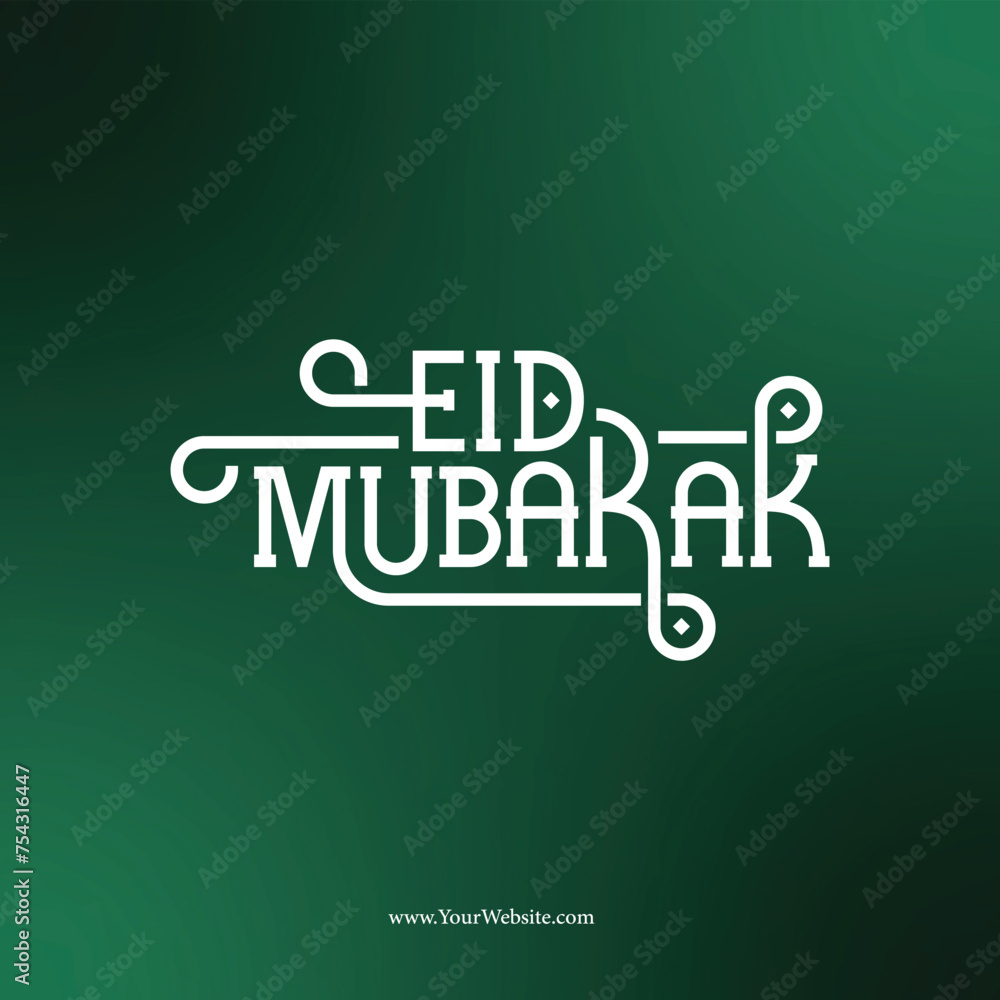 Eid Mubarak Greeting Card, Arabic Calligraphy for Happy Eid with ...