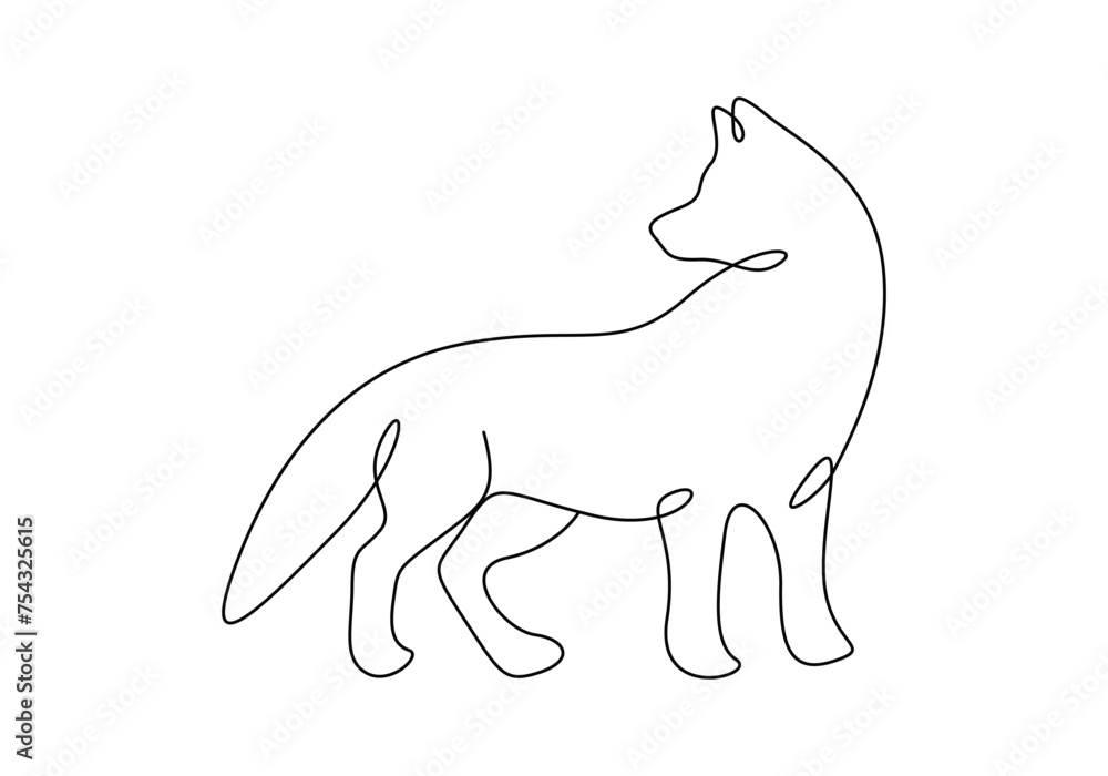 Simple continuous one line drawing of wolf vector illustration. Free ...