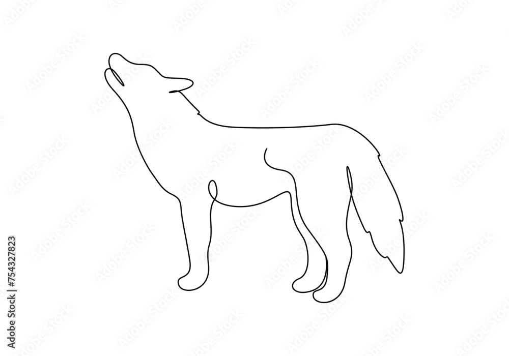 Wolf continuous single line drawing vector illustration. Stock Vector ...
