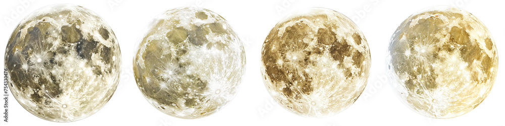 Four high-quality renderings of the moon in different phases, with ...