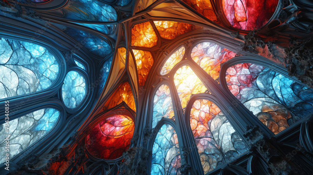 Stunning abstract International Gothic style background with vivid ...