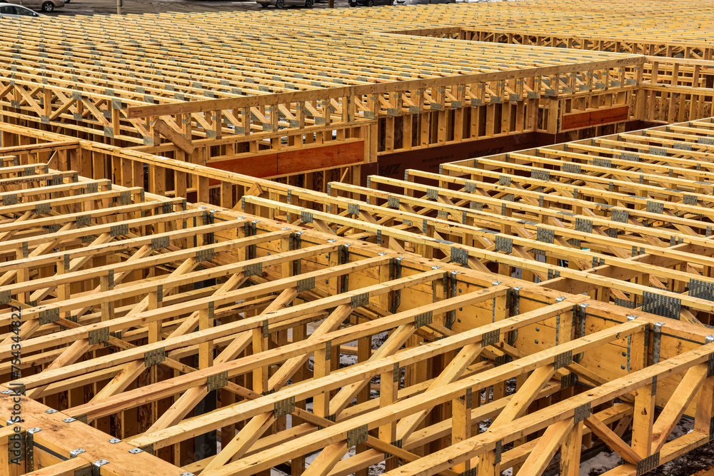 Poster Floor joists at top of first floor ready for second floor ...