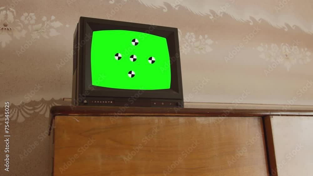 Old television green screen or retro TV. Black and white tone. 4K ...