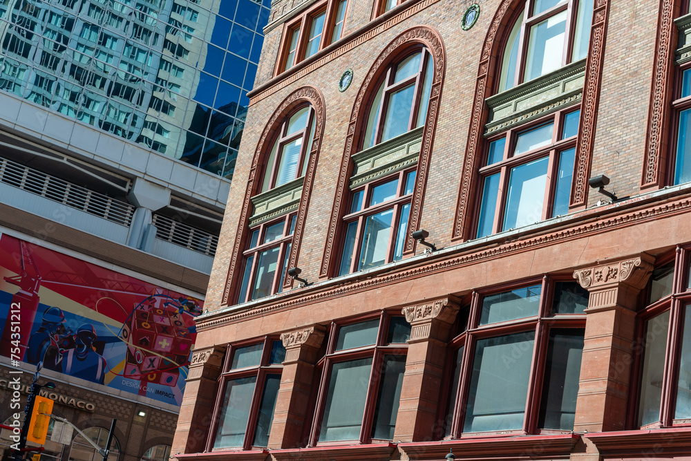 old and new architecture at corner of Shuter Street and Yonge Street in ...