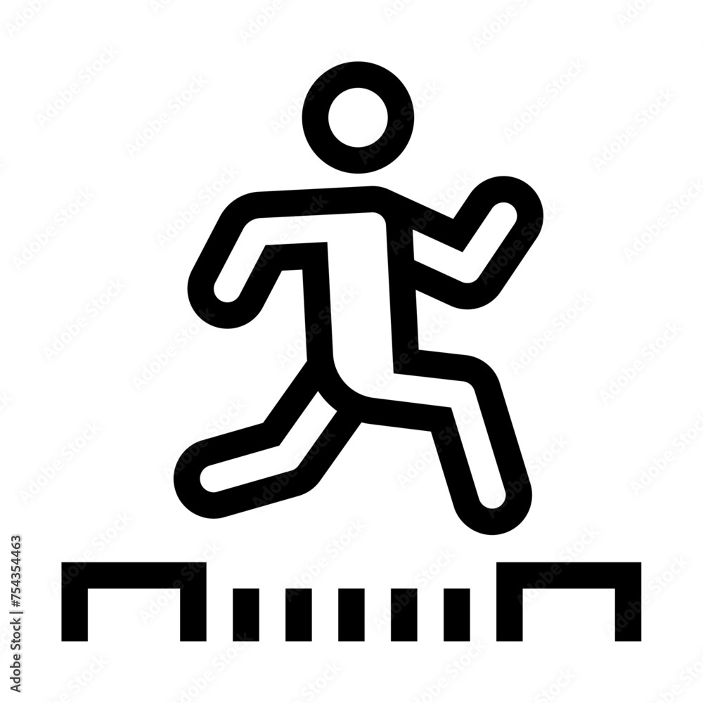 Icono de reto. Salto exitoso, superación, motivación, persona saltando ...