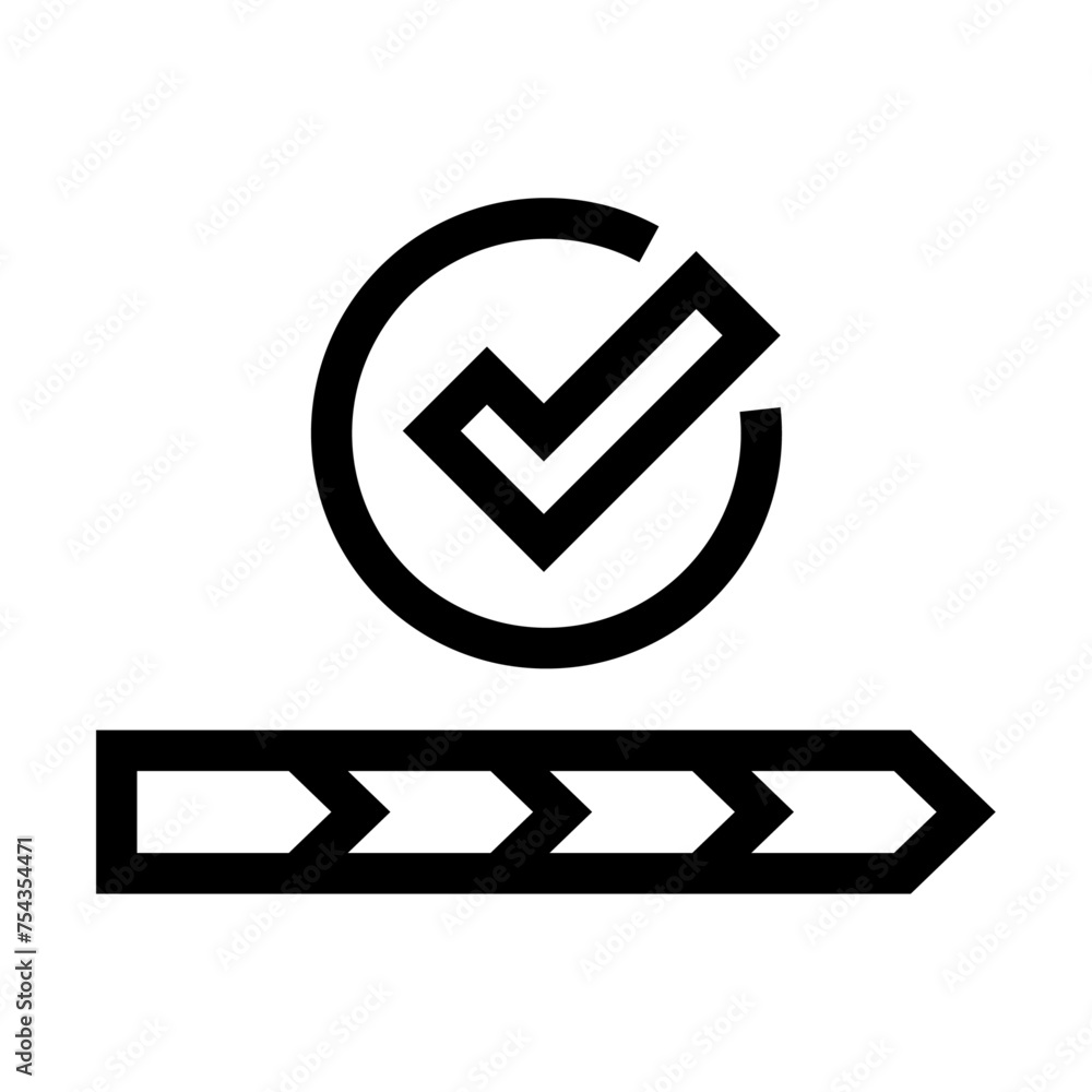 Icono de progreso. Aprobación continua, camino hacia el logro ...