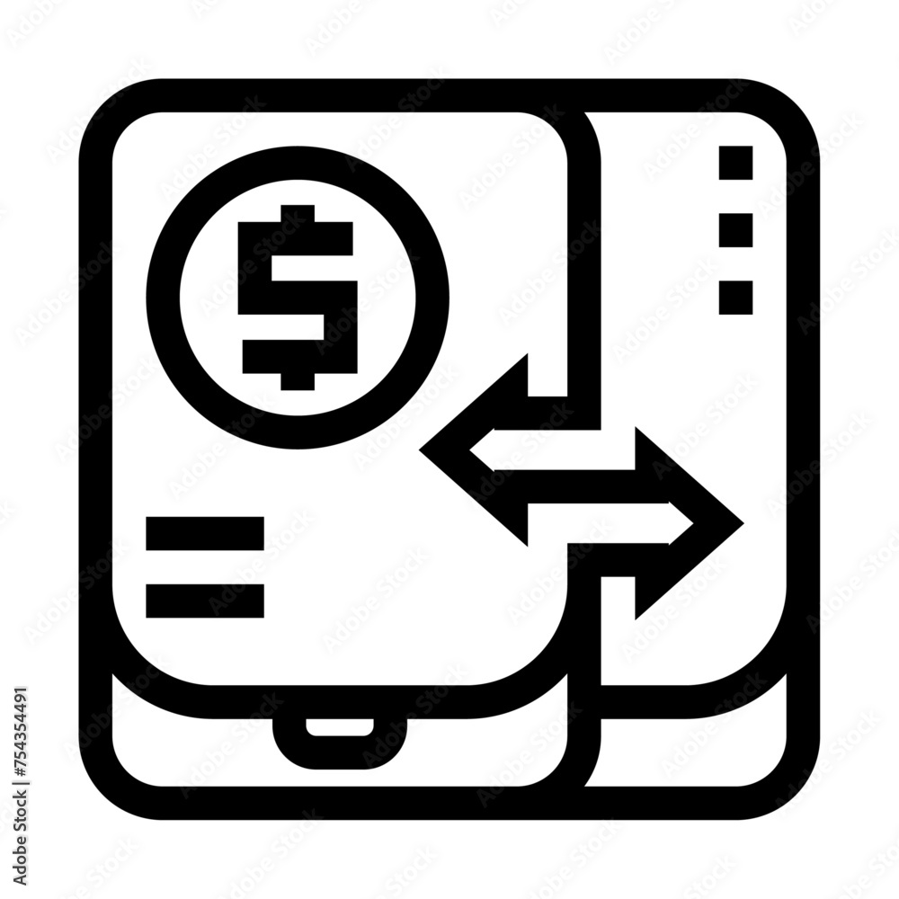 Icono de transferencia de dinero. Banco, intercambio financiero ...