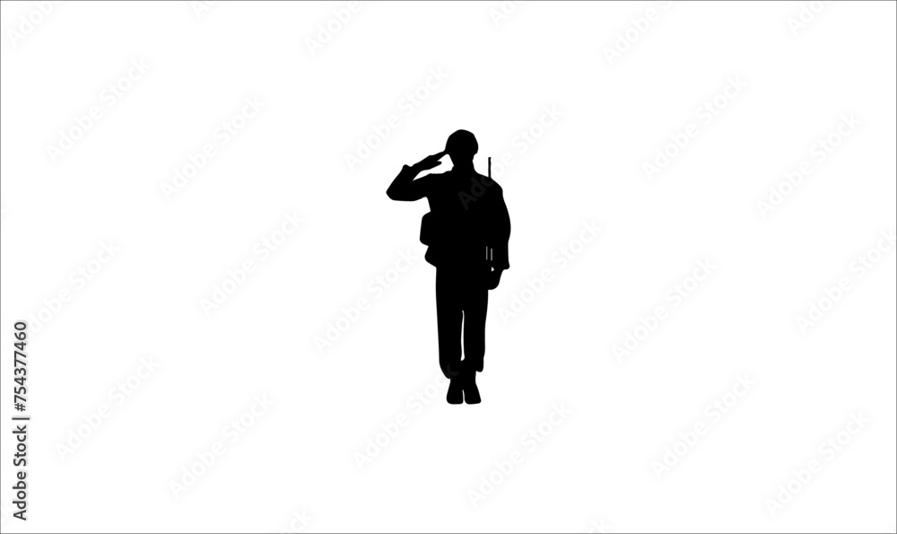 saluting man silhouette, illustration vector of saluting man, saluting ...