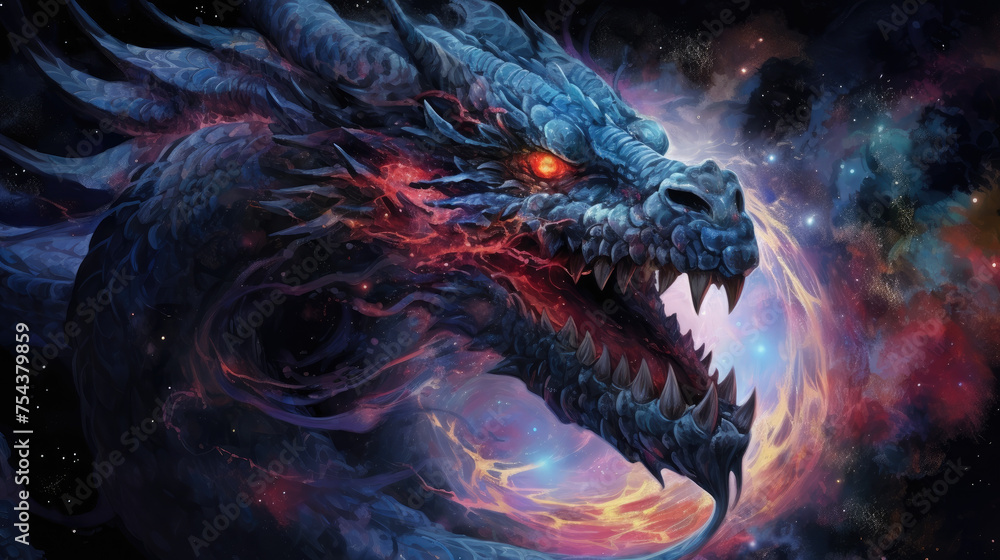 Cosmic dragon in space, cosmic abstract background. Chinese Dragon ...