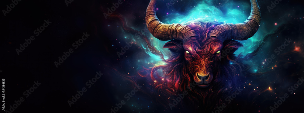 Astrology sign Taurus. Zodiac constellation with shiny stars, space ...