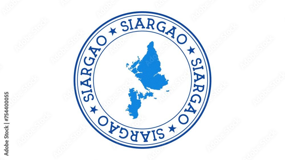 Siargao intro. Badge with the circular name and map of island. Siargao ...