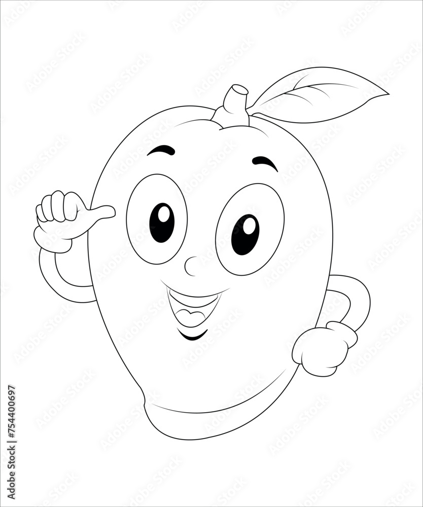 Funny fruits coloring page for kids Stock Vector | Adobe Stock