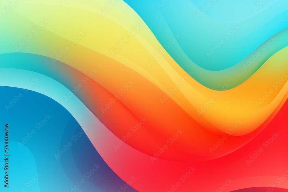 Red to Yellow to Green to Blue abstract fluid gradient design, curved ...