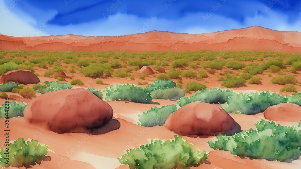 Multi-colored rocks in the sultry desert. A picture of colors and ...