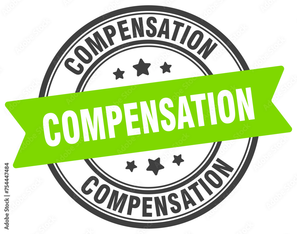 compensation stamp. compensation label on transparent background. round ...