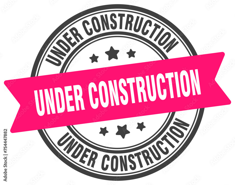 under construction stamp. under construction label on transparent ...