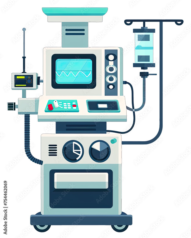Anesthesia Machine for Patient Sedation. Isolated on a Transparent ...