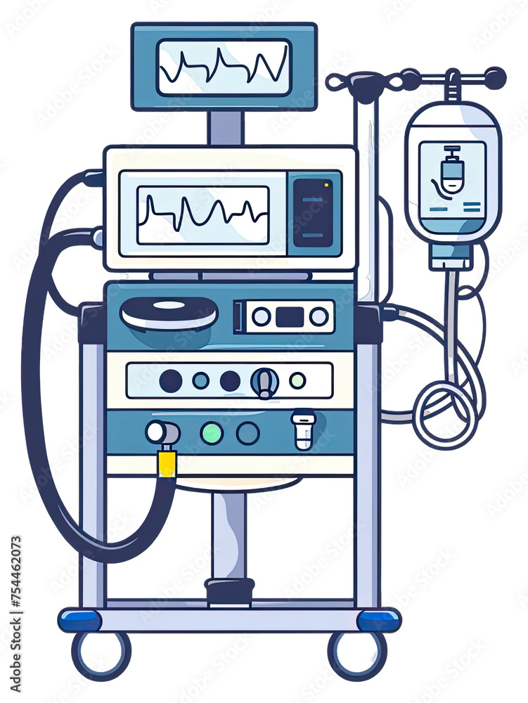 Anesthesia Machine for Patient Sedation. Isolated on a Transparent ...