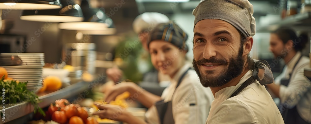 Community Kitchen Vibrant Image with People of Different Backgrounds ...