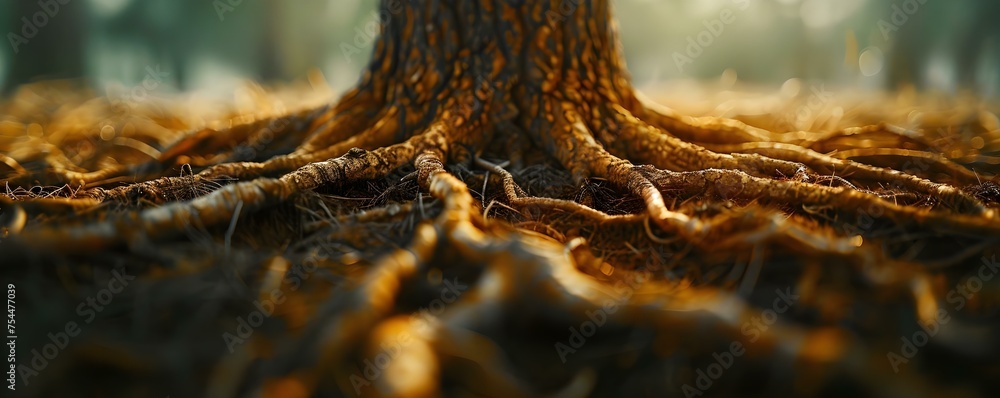 Interconnected Roots Clos. Concept Interconnected Roots, Close-Up ...