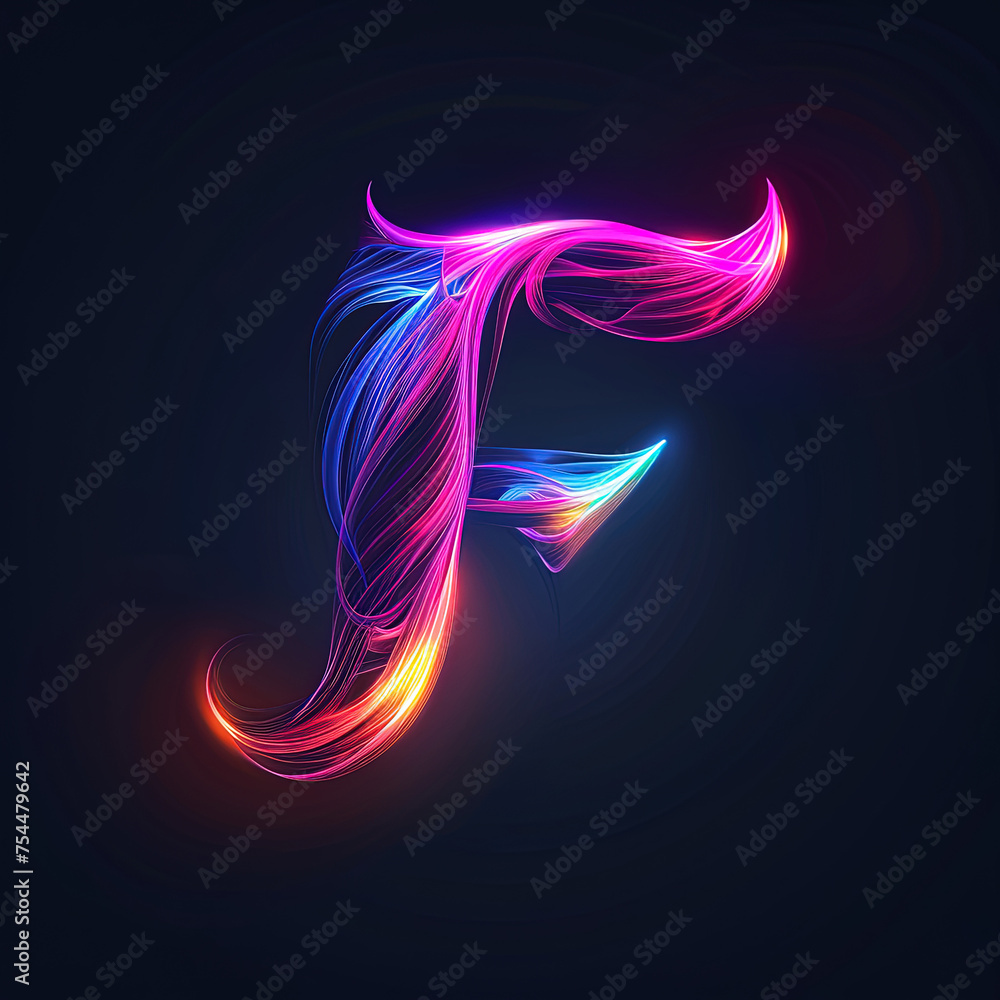 F text for the logo where the font is clear, stylish,black background ...