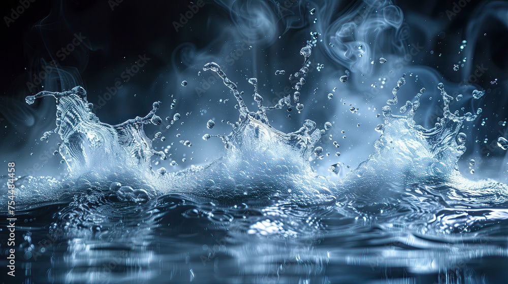 Vapor de agua estado ebullición, azul transparente, foto agua ...