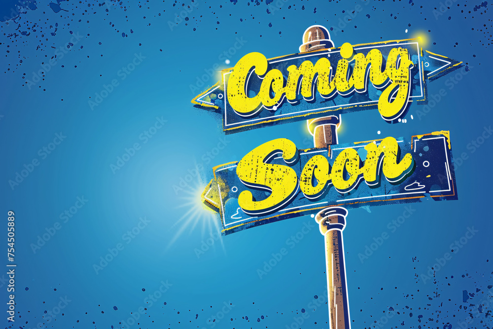 Vintage signboard style with coming soon neon sign and spotlights Stock ...