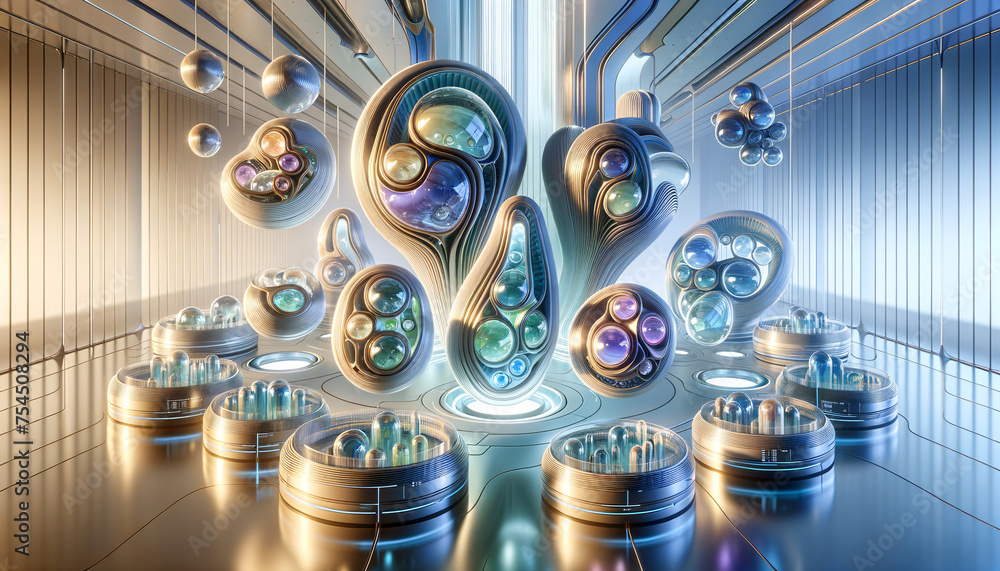 Futuristic bioreactors in advanced lab with organic forms. Stock Photo ...