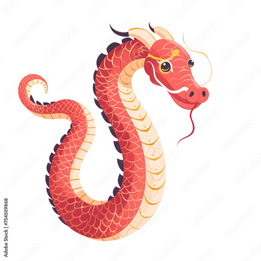 Chinese oriental Snake zodiac sign, simple cartoon cute illustration ...