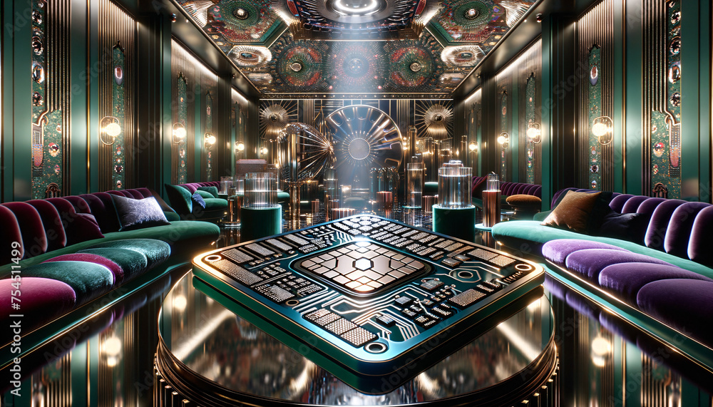 Hyper-realistic eSIM card showcased in opulent tech boutique with New ...