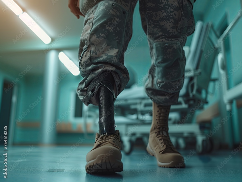 prosthetic leg for military and soldiers in the army. Recovery in a ...