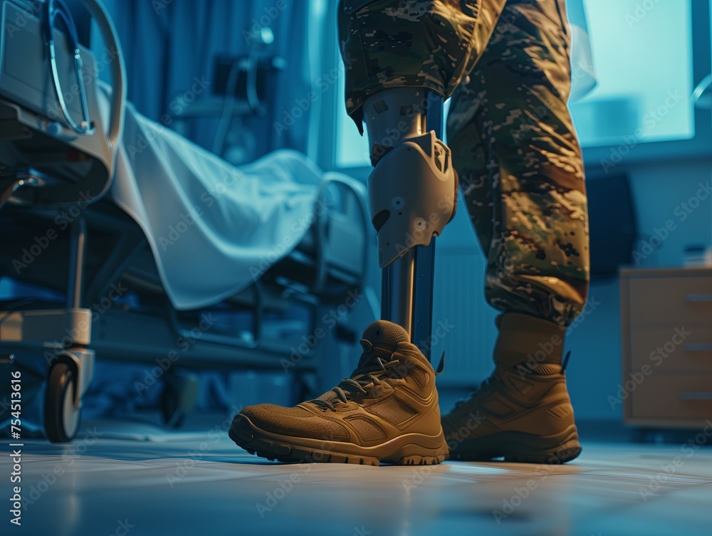 prosthetic leg for military and soldiers in the army. Recovery in a ...